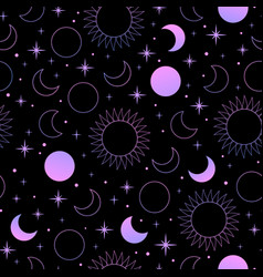 Space esoteric composition sun moon Royalty Free Vector