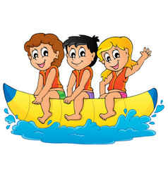 Kids on water slide theme image 1 Royalty Free Vector Image