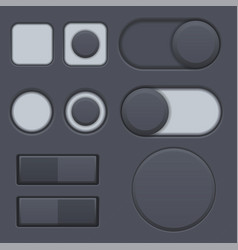 Black interface buttons 3d set of ui icons Vector Image