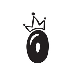 Plump vintage cute letter o with crown Royalty Free Vector