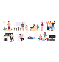 Children doing different routine activities Vector Image