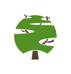 Public park icon tree with bench sign Royalty Free Vector