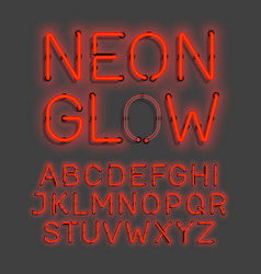 Neon light glowing alphabet Royalty Free Vector Image