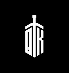 Qk logo monogram emblem style with crown shape Vector Image