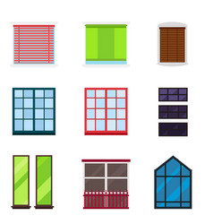Different types house windows elements isolated Vector Image