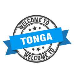 Welcome to tonga stamp round sign Royalty Free Vector Image