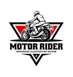 Biker riding adventure motorbike logo Royalty Free Vector