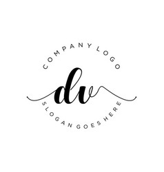 Dv initial handwriting logo with circle template Vector Image