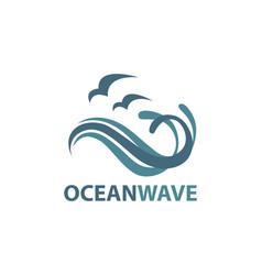 Whale tale logo with ocean waves blue flat colors Vector Image