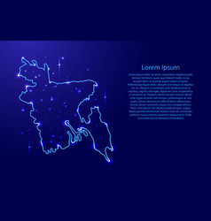 Bangladesh map of black contour curves on white Vector Image