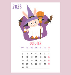 February 2023 calendar cute bunny cupid Royalty Free Vector