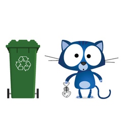 Cat in trash cartoon Royalty Free Vector Image