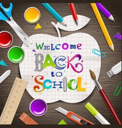 Welcome back to school with apple and color Vector Image