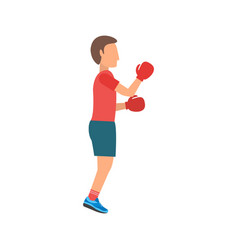 Cartoon little boy training boxing Royalty Free Vector Image