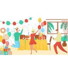 Happy group of children on birthday party Vector Image