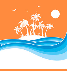 Tropical beach with palm trees Royalty Free Vector Image