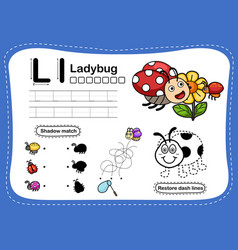 Isolated alphabet letter l ladybug Royalty Free Vector Image