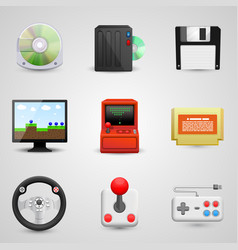 Retro video game controller and joystick seamless Vector Image