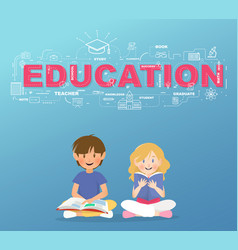 Cartoon children are learning Royalty Free Vector Image