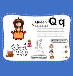 Isolated alphabet letter q queen bee Royalty Free Vector