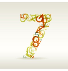 Seven birds on number Royalty Free Vector Image