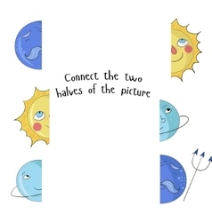 Educational game connect two parts of picture Vector Image