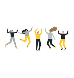 Young people jump jumping teenagers group happy Vector Image