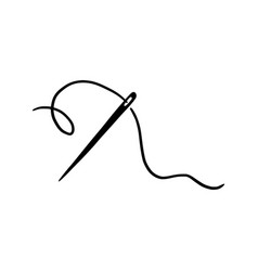 Black needle icon with thread for sew Royalty Free Vector