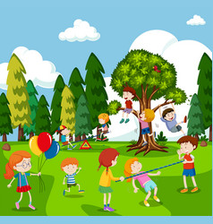 Children playing game in the park Royalty Free Vector Image