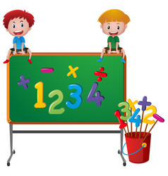 Two kids counting numbers Royalty Free Vector Image