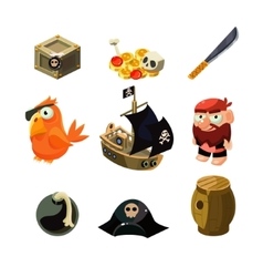 Pirate icons set colorful Royalty Free Vector Image