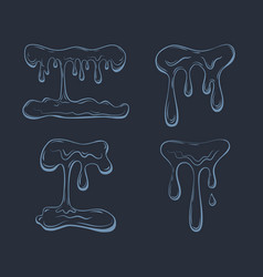 Dripping liquid outline contoured Royalty Free Vector Image