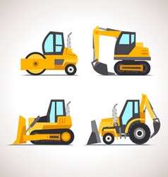 Car flat icon set with construction equipment Vector Image
