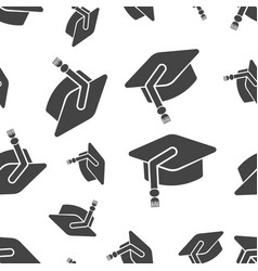 Graduate hat seamless pattern Royalty Free Vector Image