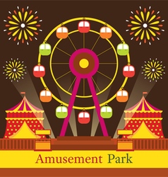 Ferris wheel amusement park carnival fun fair Vector Image