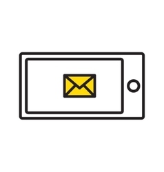 Cartoon email inbox with yellow envelope Vector Image
