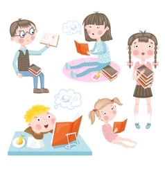 Children in lessons school kids studying Vector Image