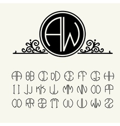 Vintage set capital letters monograms and font Vector Image