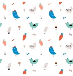 Cute pattern with animals bunny birds flowers Vector Image