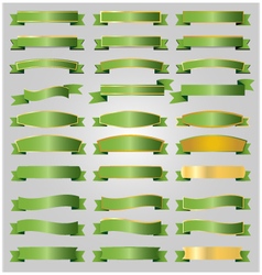 Gold ribbon banners with shadow on white Vector Image