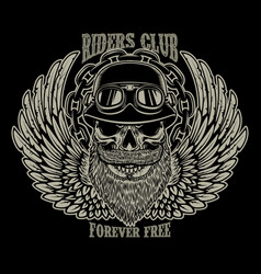 Vintage biker skull emblem Royalty Free Vector Image
