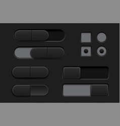 Black interface buttons 3d set of ui icons Vector Image