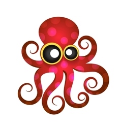 Red octopus cartoon flat Royalty Free Vector Image