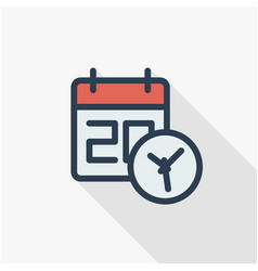 Calendar clock icon time date symbol sign concept Vector Image