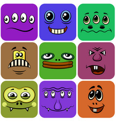 Cartoon monster faces set Royalty Free Vector Image