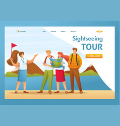 Tour guide provide assistance banner museum Vector Image