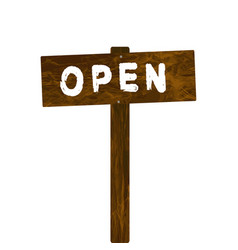 Open sign with cartoon kids Royalty Free Vector Image