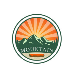 Great waterfall mountain logo design outdoor Vector Image