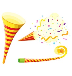 Cute boy blowing party horn cartoon Royalty Free Vector