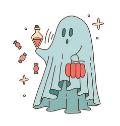 Retro halloween trendy 70s style comic ghost Vector Image